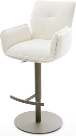 DELIFE Barstuhl Nela-Flex Boucl&eacute; Soft Beige Drehfu&szlig; h&ouml;henverstellbar Metall Titanfarben, Barst&uuml;hle