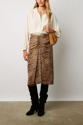 Gerard Darel Jupe mi-longue imprim&eacute; l&eacute;opard - BETHY - Camel