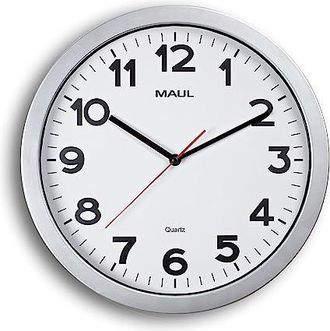 Maul Maul Wanduhr MAULstep Ø 35 cm | Quarzuhr mit automatischer Zeiteinstellung | Moderne Uhr für Büro und Küche | Große Wanduhr mit guter Lesbarkeit in gr