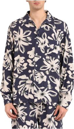 Laneus Homme, V&ecirc;tements de nuit et de d&eacute;tente, Bleu, Taille: XL Floral-print Shirt