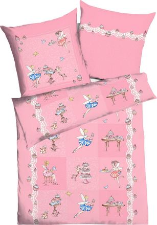 Kaeppel Kinder-Bettw&auml;sche Cupcake Renforc&eacute; rosa Gr&ouml;&szlig;e 100x135 cm (40x60 cm)