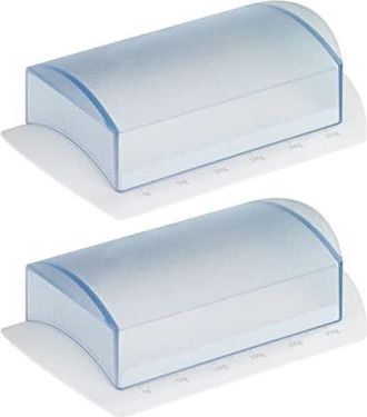 Westmark 2 Tisch-Butterdosen mit Skala, Kunststoff, Weiß/Transluzent, 211622E3