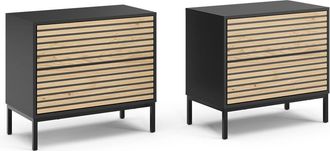 Vicco Nachttisch Eliza, Artisan Eiche/Anthrazit, 2er Set