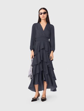 Maje Langes R&uuml;schenkleid - Marineblau - Maje