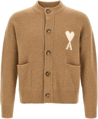 Ami Cardigan De Coeur en Alpaga - Femme - Pulls - Beige - Taille: 38 FR