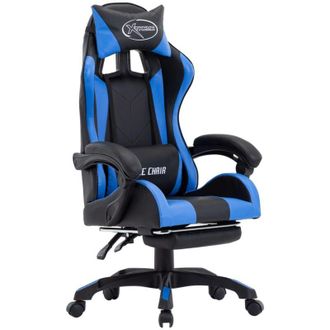 vidaXL Vidaxl - Gaming-Stuhl mit Fußstütze Blau und Schwarz Kunstleder