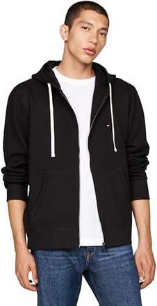 Tommy Hilfiger Sweat à Capuche avec Fermeture Éclair Homme Essential Fleece Zip Through avec Poches, Noir (Black), XXL