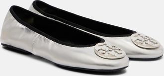 Tory Burch Ballerinas Reva Travel aus Metallic-Leder