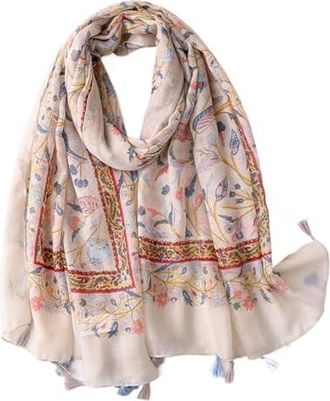 Generic &Eacute;charpe ch&acirc;le en viscose florale 180 cm pour hijab musulman, grande taille, bandeau tendance pour femme, quatre saisons, 50 cm, taille unique