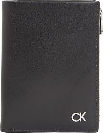 Calvin Klein Portefeuille Homme Metal Trifold avec Porte-Monnaie Amovible, Noir (CK Black), Taille Unique