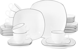 SELTMANN WEIDEN Lido Black Line - Kombiservice 30-teilig (Eckig) - Porzellan