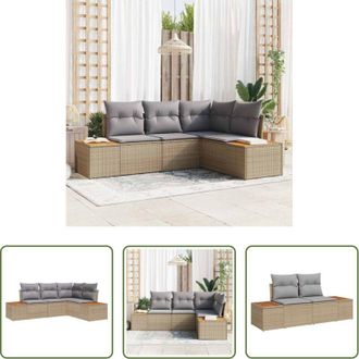 vidaXL vidaXL Modulares Sofa - Gartensofa-set mit Kissen 5 pcs Hellgrau Poly Rattan