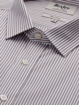Bexley Maximilien - Chemise homme taupe et blanc
