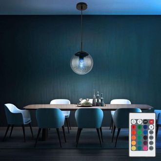 Globo Lighting Suspension dimmable avec télécommande suspension table à manger verre fumé lampe à suspension verre rétro, changement de couleur rvb, effet étoile