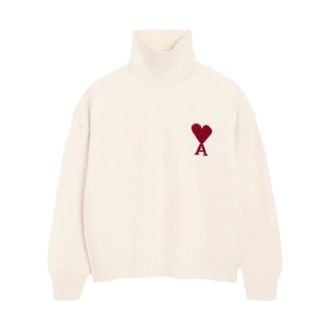 Ami Herz-Einlage Wei&szlig;er Rollkragenpullover - - Knitwear - Herren - Wei&szlig; - L