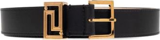 Versace Femme, Accessoires, Noir, Taille: 85 CM Logo Leather Belt 1.6
