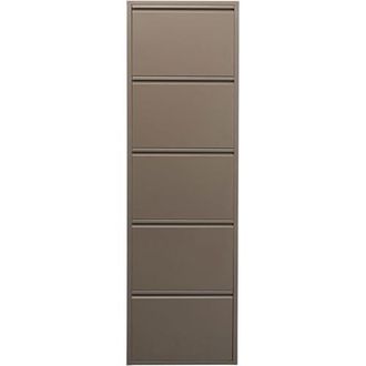Kare Design Design Schuhschrank Caruso Taupe, Metall, mit 5 Klappen, Schuhablage f&uuml;r 10 Paar Schuhe, schmal, platzsparend, hoch, Schuhregal, Eingangsbereich, 170x