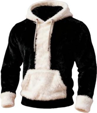 Generic Pull de Noël unisexe pour homme - Pull de Noël amusant en polaire pelucheuse pour fêtes de Noël - Chaud et confortable, Noir, 5XL