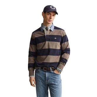 GANT Rugger Lourd Chambray Ray&eacute; - Homme - Tops - Brun - Taille: L