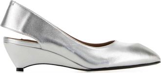 Jil Sander Femme, Chaussures, Gris, Taille: 41 EU Escarpins Slingback en Cuir Lamin&eacute;