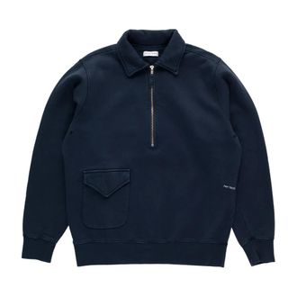 Pop Trading Company Navy Halfzip Sweatshirt Bequem Stilvoll - - Sweatshirts & Hoodies - Herren - Blau - S