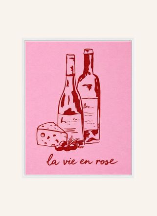 Liv Corday Wandbild Wein Mit K&auml;se Mit Rahmen weiss