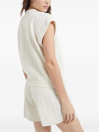 Brunello Cucinelli Womens Logo-Patch Vest White Ss25 W