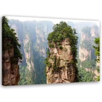 Feeby Wandbild Berge Druckbild Leinwandbild für Schlafzimmer Grün 60x40 cm