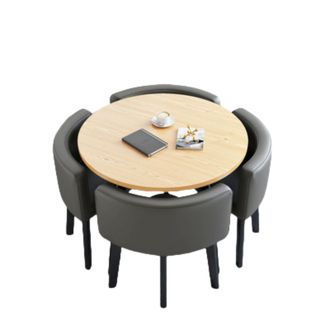 Generic B&uuml;rom&ouml;bel, 4 St&uuml;hle mit Tisch, Konferenztisch-Set, K&uuml;chentisch mit 4 St&uuml;hlen, platzsparender Empfangstresen, Fr&uuml;hst&uuml;ckstisch, Lounge- und Besprechungs