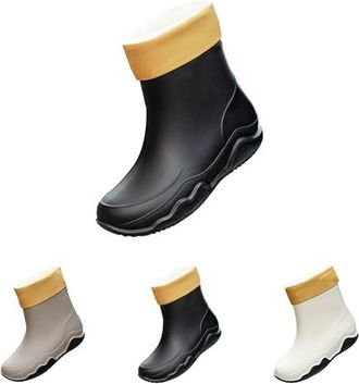 Generic Wellington Bottes de pluie dhiver chaudes pour femme avec doublure en peluche, amovibles et lavables, imperm&eacute;ables, antid&eacute;rapantes, pour le travail, l