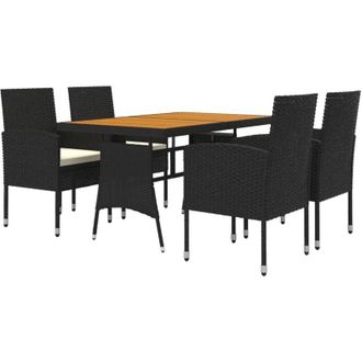 vidaXL Vidaxl - Mobilier &agrave; d&icirc;ner dext&eacute;rieur 5 pcs R&eacute;sine tress&eacute;e Noir