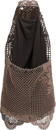 Magda Butrym Crochet Lace High-Neck Blouse - Brown