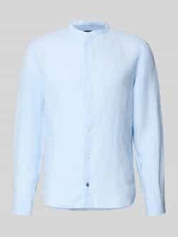 Olymp Level 5 Slim Fit Leinenhemd aus reinen Leinen mit Stehkragen