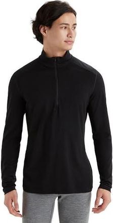 Icebreaker Merino 200 Oasis Haut thermique &agrave; manches longues et demi-fermeture &eacute;clair pour homme - Noir - Medium