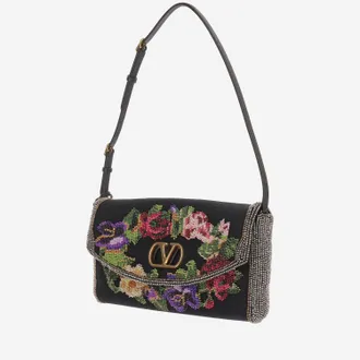 Valentino Garavani Womens Shoulder Bag Devain Multicolour Linen