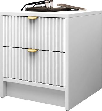 Mirjan24 Nachttisch Tireno 2SZ mit Schublade, geriffelte Fronten, B:35 x H:40 x T:40 cm, Nachtschrank, Nachtkonsole, Nachtkommode, Beistelltisch, Schlafzimmerk