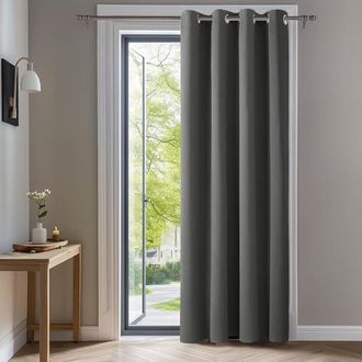 Deconovo Rideaux Occultants Isolant Thermique Anti Froid, 140x280 CM (Largeur x Hauteur), Rideaux pour Salon et Chambre, Design Moderne à Oeillets, Gris Clair,