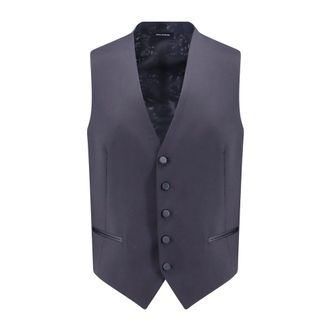 Tagliatore Weste mit V-Ausschnitt und einreihiger Knopfleiste - - Suits - Herren - Blau - M