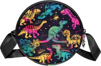 Generic Petit sac &agrave; bandouli&egrave;re circulaire pour femme, petit sac &agrave; bandouli&egrave;re avec fermeture &eacute;clair, bretelles r&eacute;glables, sac &agrave; main rond d&eacute;contract&eacute; pour fe