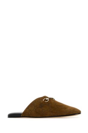 Gucci Womens Camel Suede Slippers Pepperbrown Flat Shoes