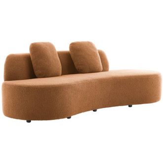 Sweeek Sweeek - Canap&eacute; virgule organique 3 places en tissu bouclette l 232 x p 97 x h 68cm en Bouclette Camel