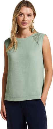 Street One Damen A323559 Top mit Mesh-Details, Soft Jade Green, 42