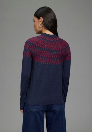 Laura Scott Strickpullover mit figurumspielender Passform aus weicher Viskosemischung, mit Norwegermuster