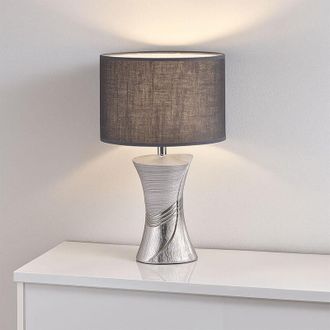 Fischer & Honsel Fischer&honsel - Lampe de table Lampe de chevet c&eacute;ramique Lampe de table lin gris Lampe de salon Lampe dappoint, 1x E14, DxH 25 x 44 cm
