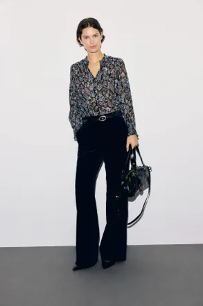 Gerard Darel Pantalon large de tailleur en velours - MYA - Marine