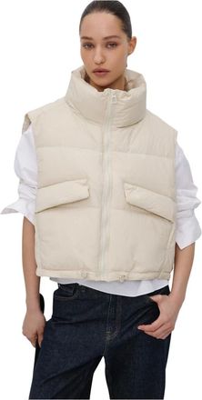 Estro & Luminara Femme, Vestes, Beige, Taille: 40 FR Veste sans manches Premium garnie de duvet