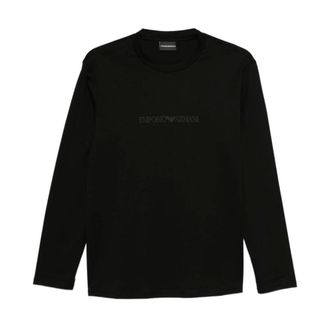 Emporio Armani Homme, Tops, Noir, Taille: S T-shirt &agrave; Manches Longues et Col Rond avec D&eacute;tail Logo