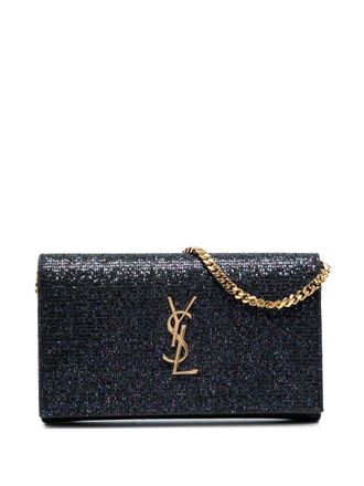 Saint Laurent 2016 Glitter Monogram Kate Wallet on Chain crossbody bag - Schwarz