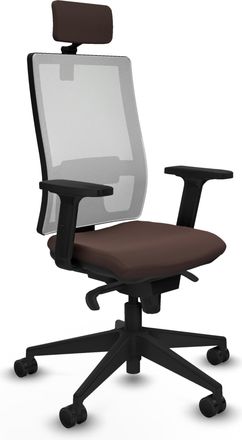 Piqueras y Crespo Gepolsterter B&uuml;rostuhl mit 2D-Armlehnen, h&ouml;henverstellbare Lendenwirbelst&uuml;tze und Kopfteil, h&ouml;henverstellbar und neigbar, Wei&szlig;/Dunkelbraun