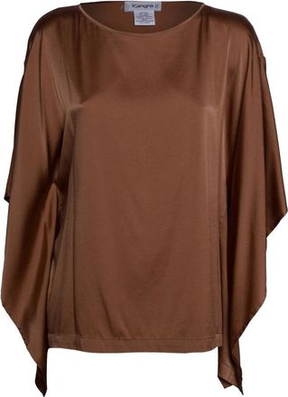 KANGRA Femme, Blouses et Chemises, Brun, Taille: 40 FR Blouse ample &agrave; col rond